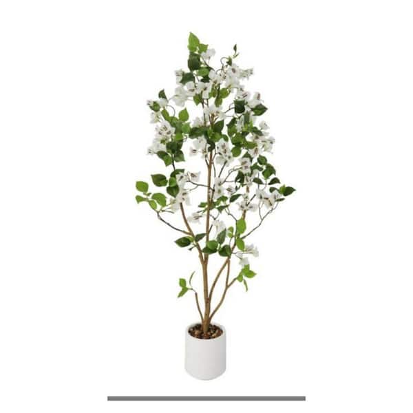 MOVECOM 5FT Artificial Three Pronged Slender Daisy Tree,Faux Plant with ...