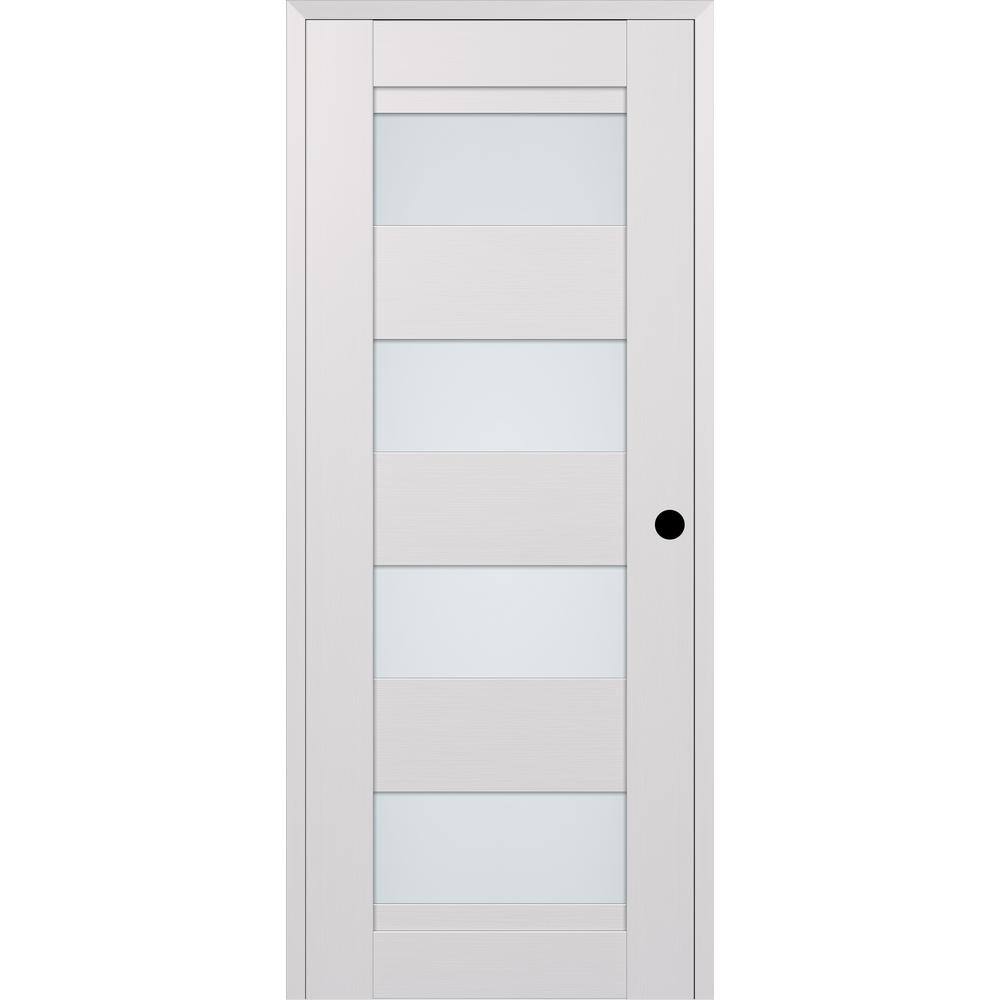 Belldinni Della 24 in. x 80 in. Left-Hand Frosted Glass Solid Core 4 ...