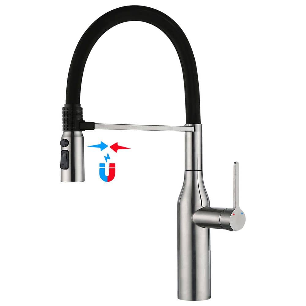 ATKING Magnetic 22 in. Single Handle Pull Down Sprayer Kitchen Faucet ...