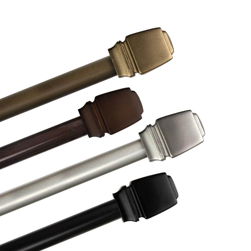 EMOH 5/8 in. Dia Adjustable 48 in. -84 in. Single Curtain Rod in Black ...