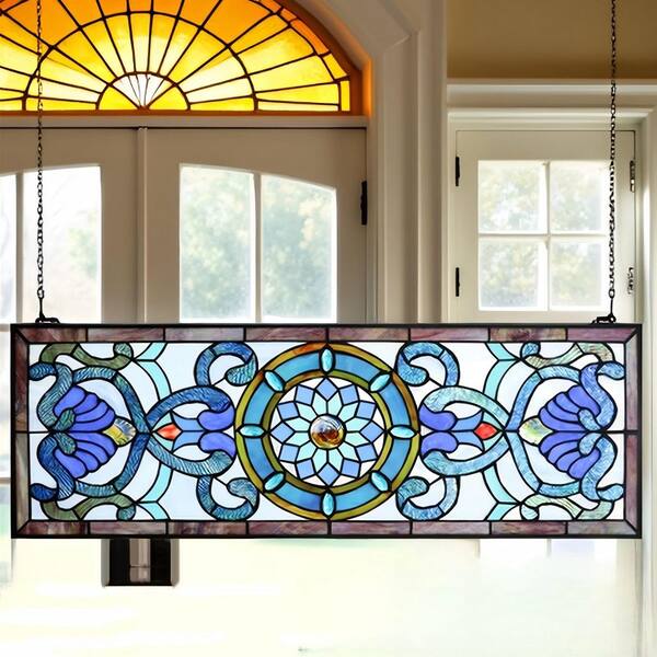 Blue Large Horizontal Stained Glass Art Glass Window HD7PK97MD2 - The ...