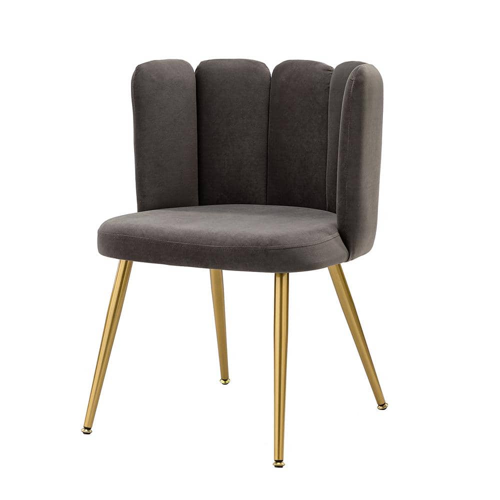 ARTFUL LIVING DESIGN Yginio Grey Velvet Side Chair with Metal Legs ...