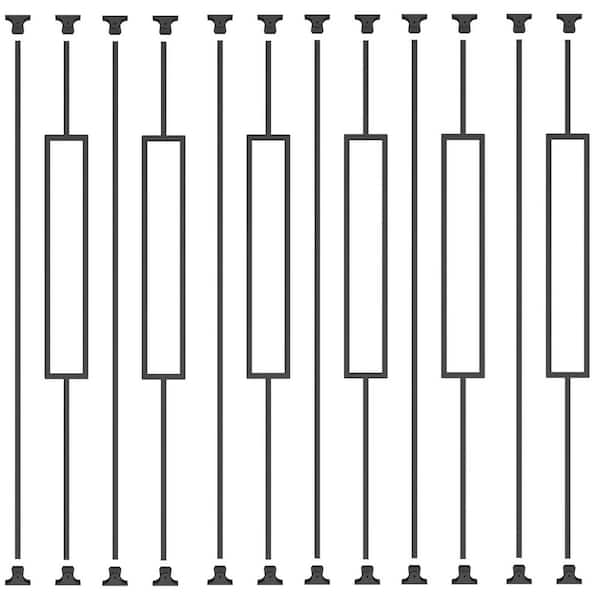 Afoxsos 44 in. H x 0.5 in. W Black Wrought Iron Modern Indoor Stair ...