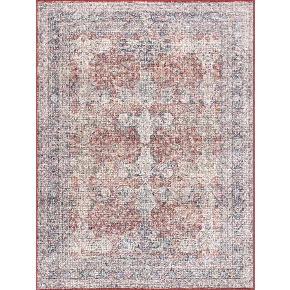 HAUTELOOM Ambre Burgundy Blue Beige 5 ft. x 7 ft. Area Rug HCAHAMBREA1 ...