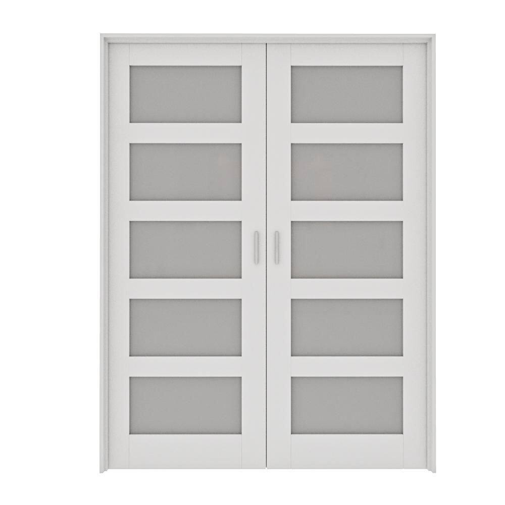 Reviews for ARK DESIGN 64 in. x 80 in. 5-Lite Frosted Glass Universal ...