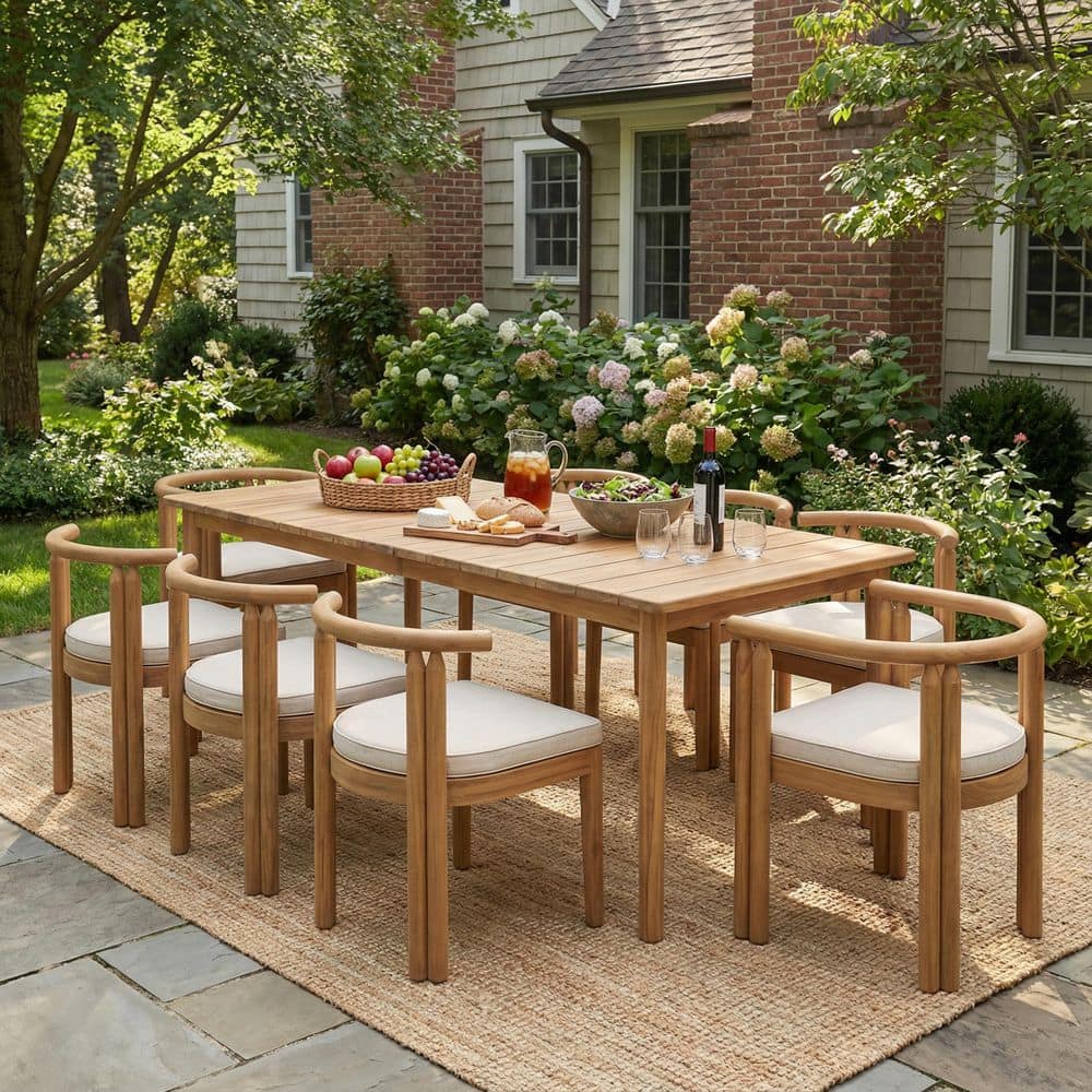 CHRISTOPHER KNIGHT HOME Gilroy 9-Piece Acacia Wood Patio Outdoor Dining ...