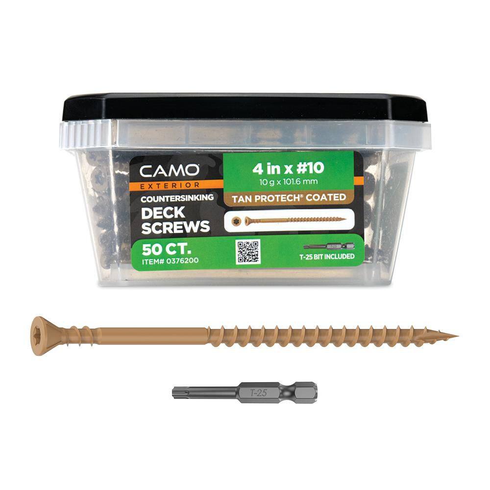 CAMO #10 x 4 in. Tan ACQ Rated Star Drive Flat Head Wood Deck Screw (50 ...