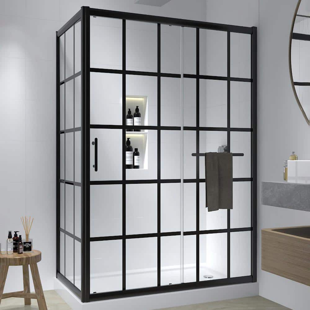 INSTER VENUS 48 in. W x 72 in. H Rectangular Sliding Framed Corner ...