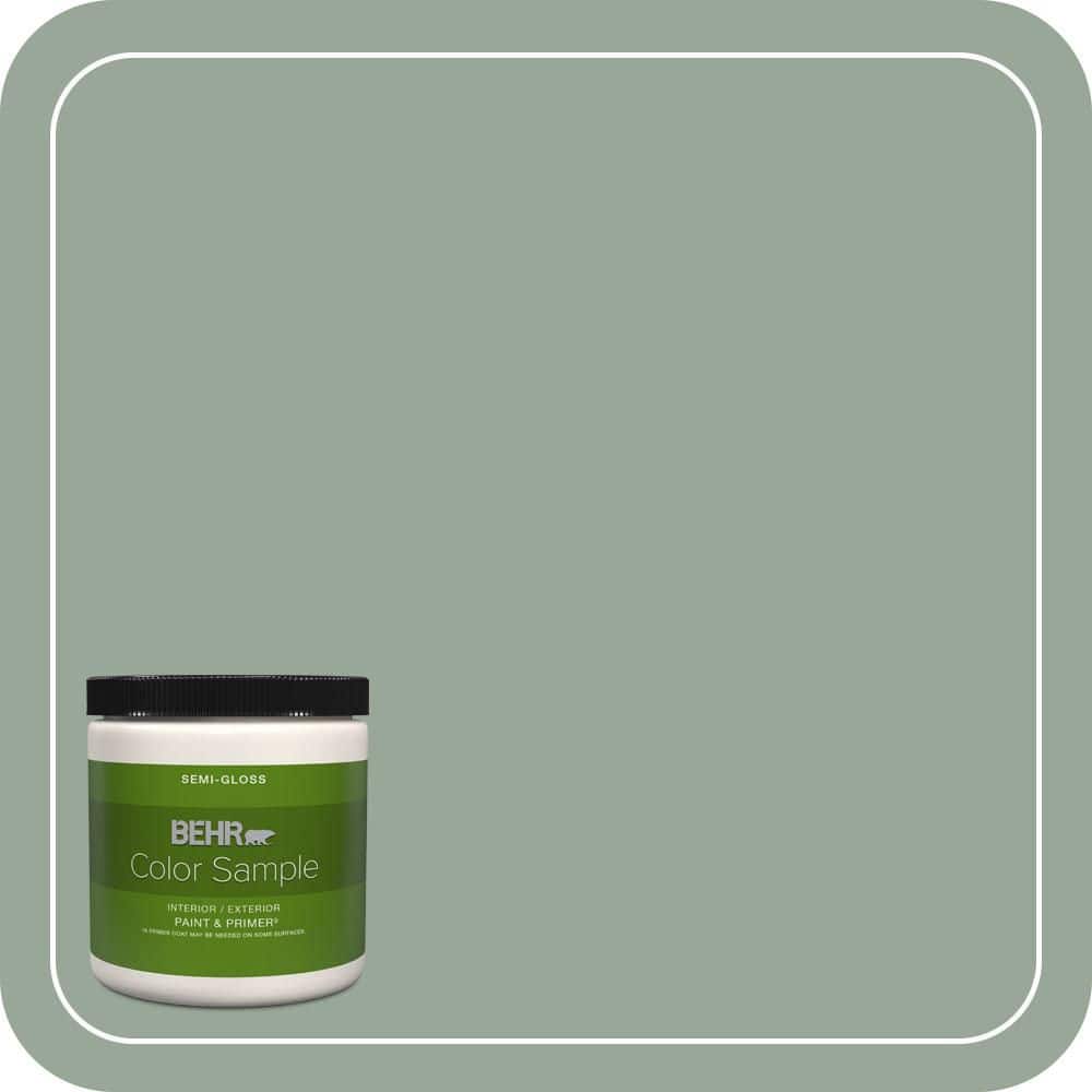 BEHR PREMIUM PLUS 8 oz. #MQ6-17 Green Trellis Semi-Gloss Interior ...