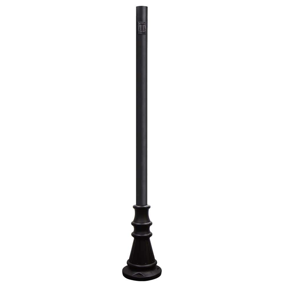 SOLUS 6 ft. Black Outdoor Surface Mount Lamp Post with Convenience ...