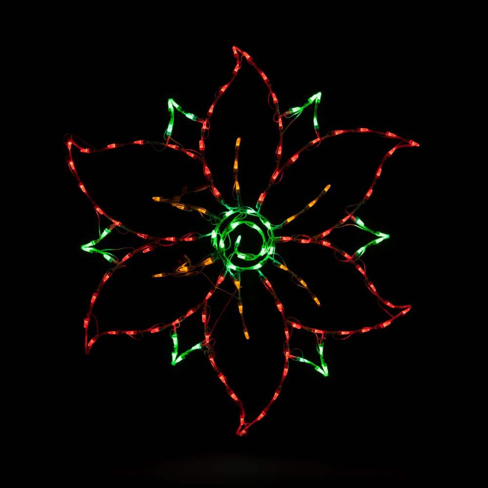 HOLIDYNAMICS HOLIDAY LIGHTING SOLUTIONS 48 in. LED Poinsettia Metal ...