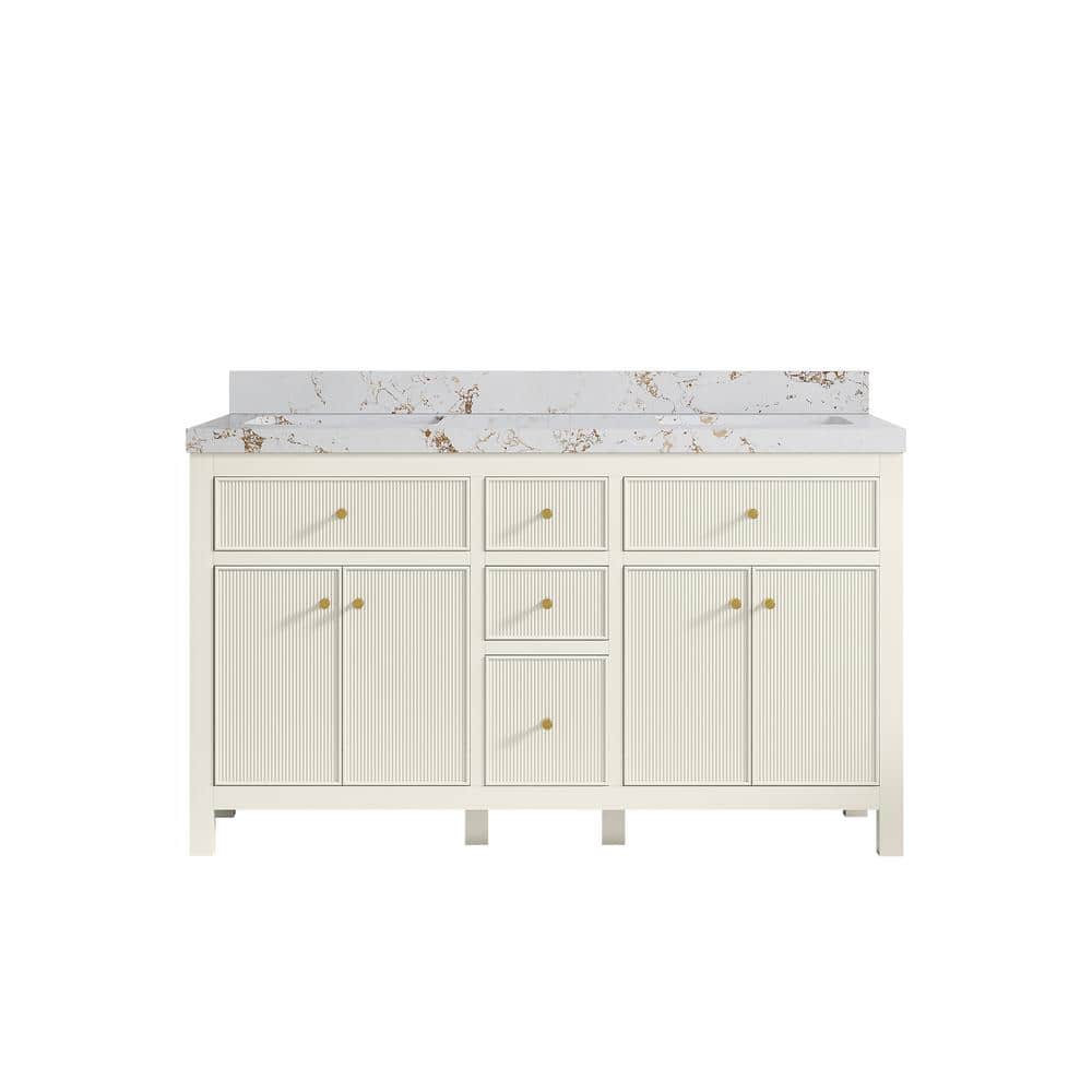 Willow Collections Sonoma 60 in. Double Sink Freestanding Alabaster ...