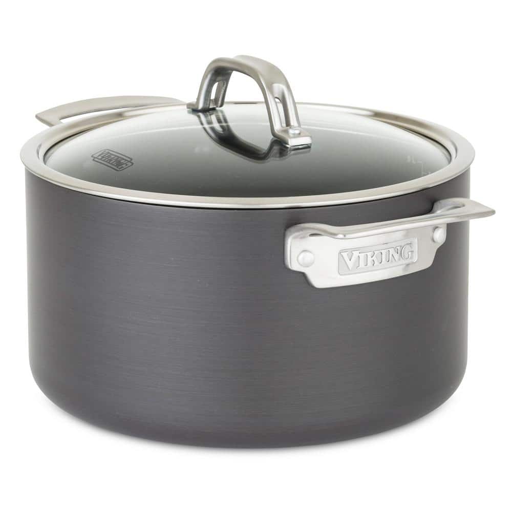 Viking Hard Anodized 6 Qt. Round Aluminum Nonstick Dutch Oven Dark Gray ...