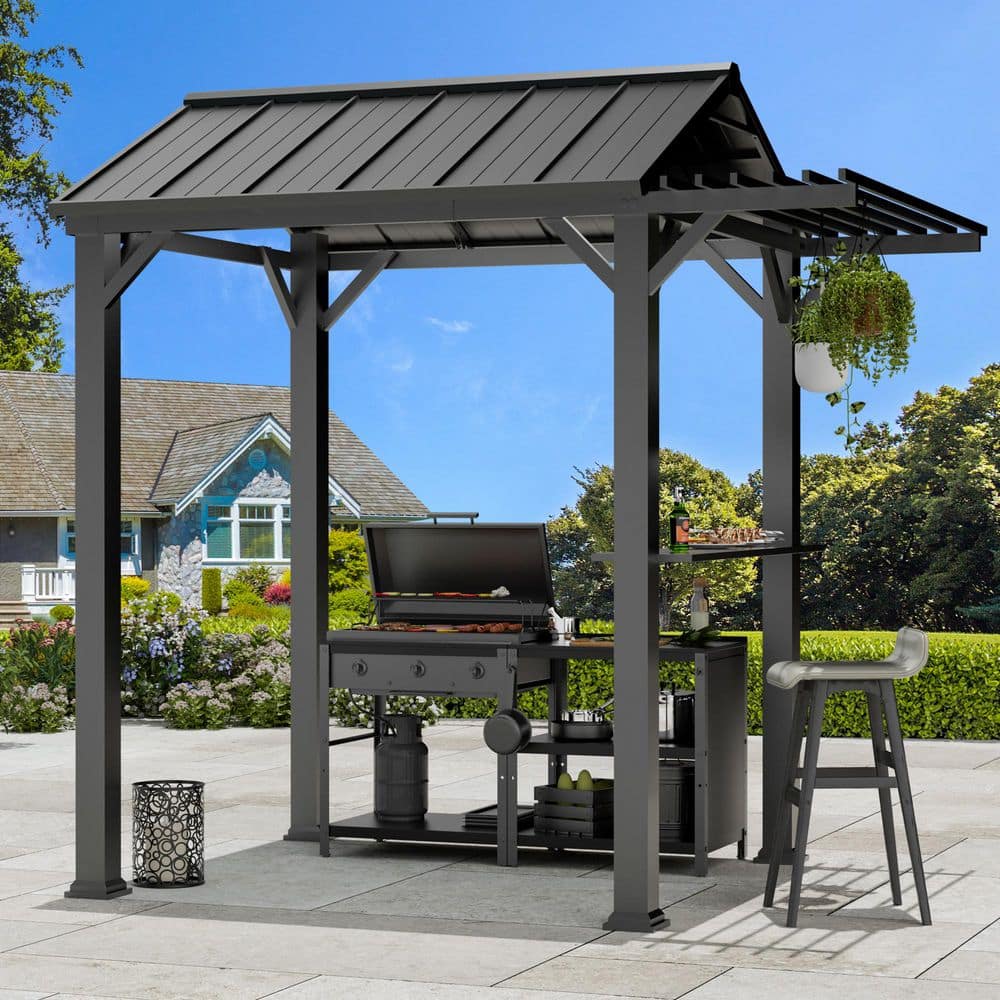 fona Ultra Series Grill Gazebo 6 ft. x 8 ft. with Galvanized Steel Roof ...