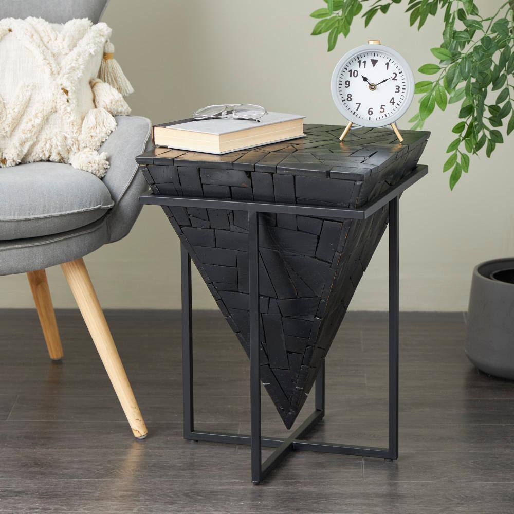 Litton Lane 17 in. Black Handmade Inverted Pyramid Geometric Large ...