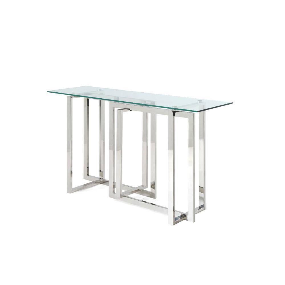 Benjara Chrome Glass Top 16 in. Sideboard with Steel Base BM277250 ...