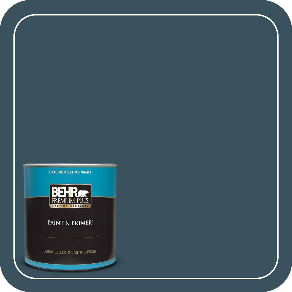 BEHR PREMIUM PLUS 1 qt. #PPU13-20 Restless Sea Satin Enamel Exterior ...