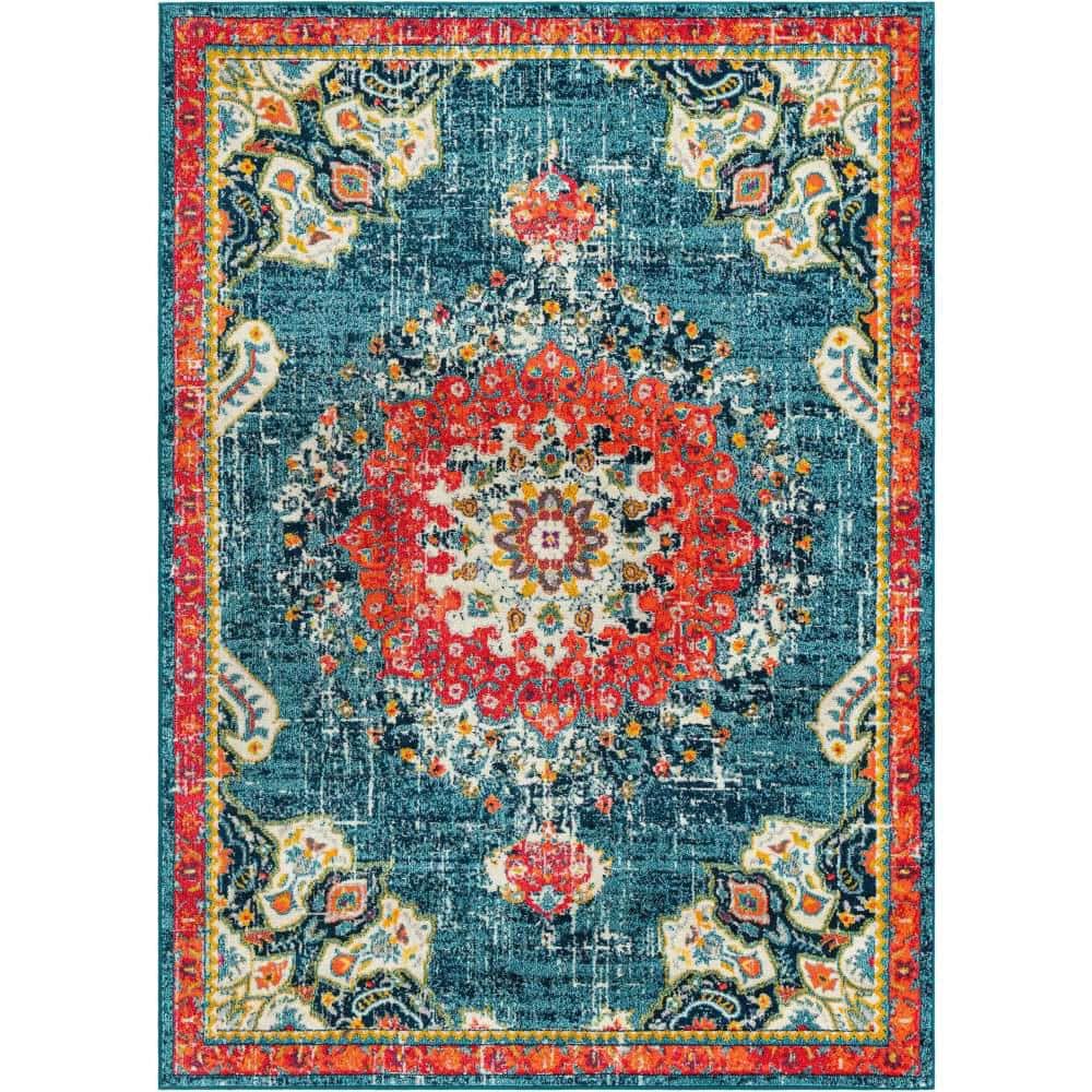 Unique Loom Penrose Alexis Blue 7 ft. 1 in. x 10 ft. Area Rug 3185305 ...