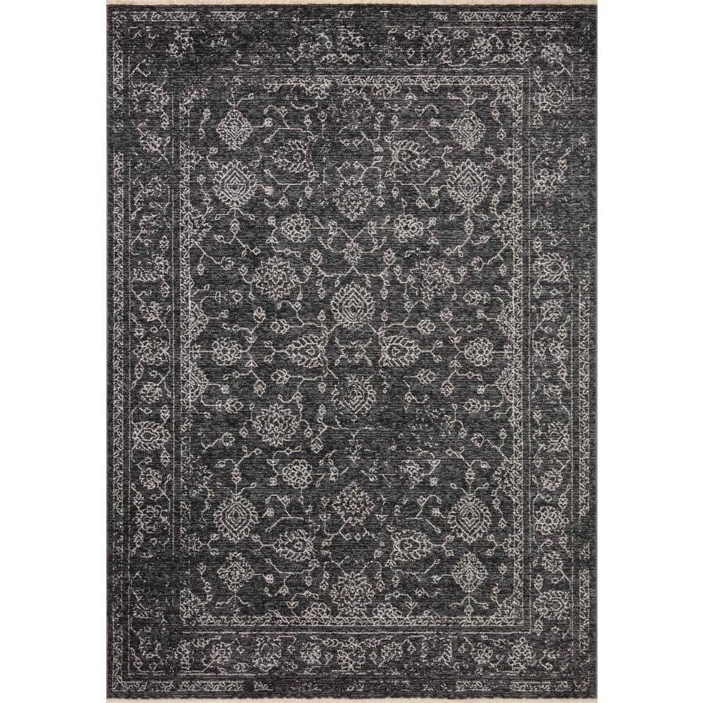 LOLOI II Vance Black/White 12 ft. x 16 ft. Traditional Fringed Area Rug ...