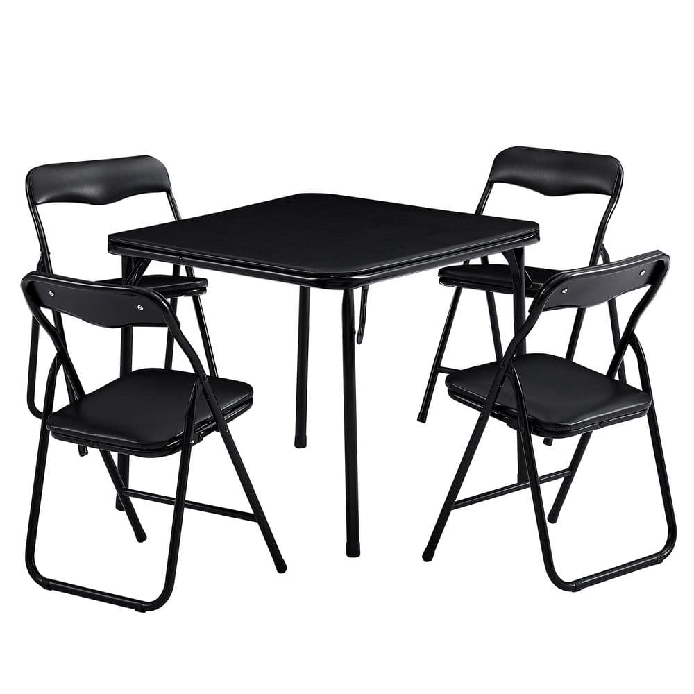 VECELO Kids Folding Table and Chair Set, 5-Piece Padded Activity Desk ...