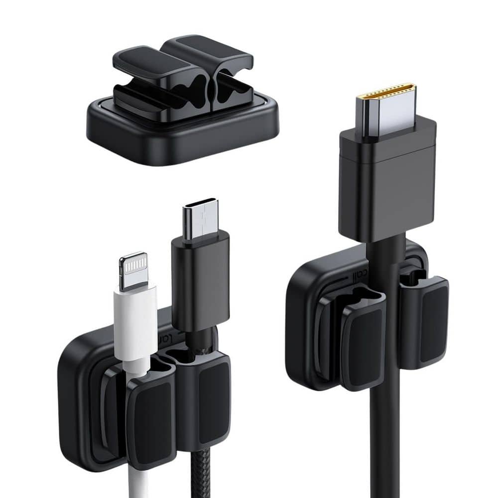 Yichuhaoxi Cord Organizer Spring Clip Holder 3 Slot Desk Cable Management Adhesive Wire Keeper ...