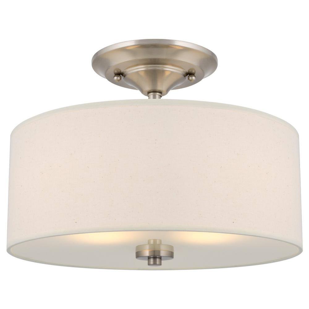 Kira Home Addison 13 in 60-Watt 2-Light Brushed Nickel Modern Semi ...