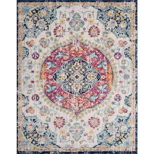 Tayse Rugs Dynamic Medallion Cream 2 ft. x 8 ft. Indoor Runner Rug ...