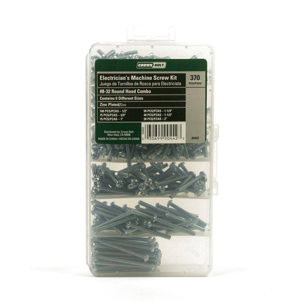 Everbilt #8-32 tpi Zinc Machine Screw Kit 00442 - The Home Depot