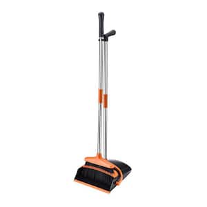 Shatex 49.6 in. Orange Stand Up Folding Broom and Dustpan Set ...