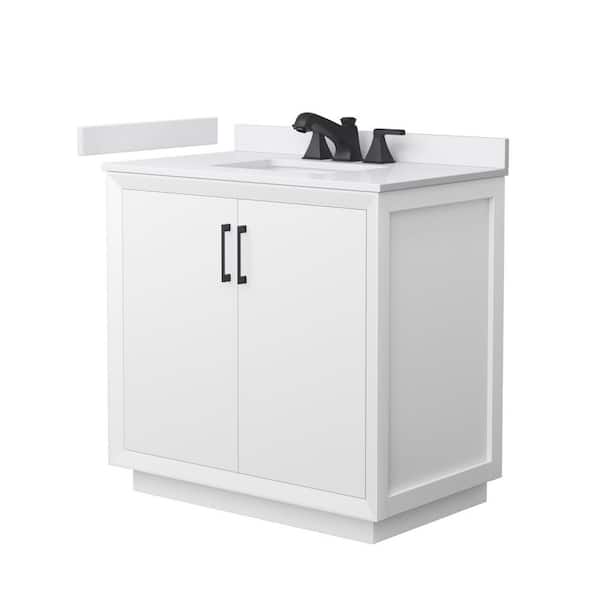 Wyndham Collection Strada 36 in. Single Freestanding White Bath Vanity ...