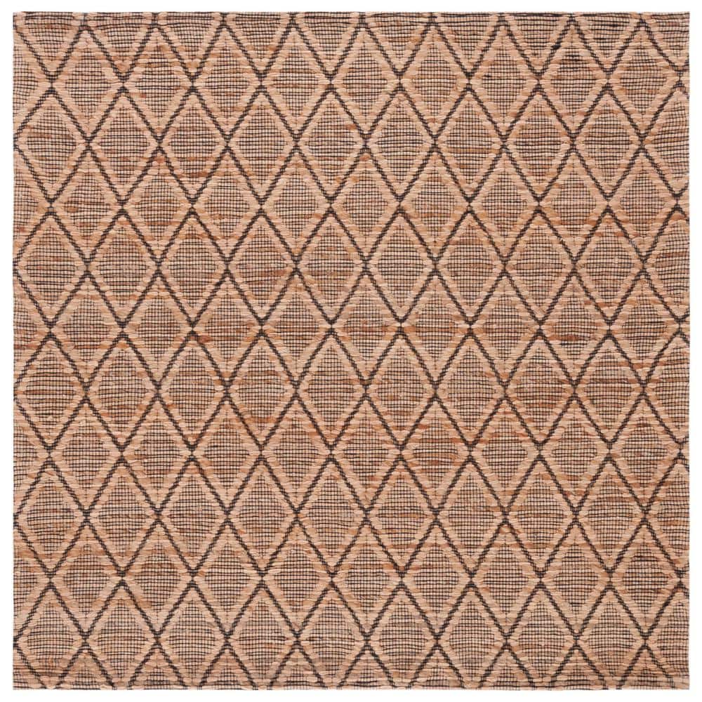 SAFAVIEH Natural Fiber Beige 6 ft. x 6 ft. Abstract Geometric Square ...