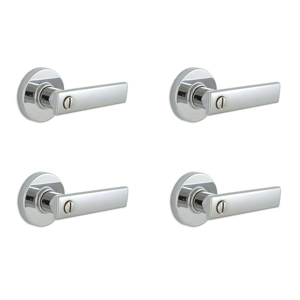 Defiant Westwood Bright Chrome Bed and Bath Door Handle with Round Rose ...