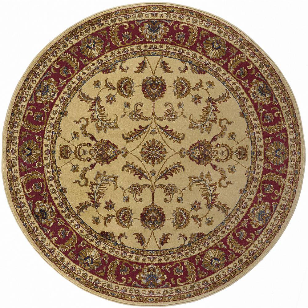 Tayse Rugs Sensation Border Ivory 8 ft. Round Indoor Area Rug SNS4792 ...