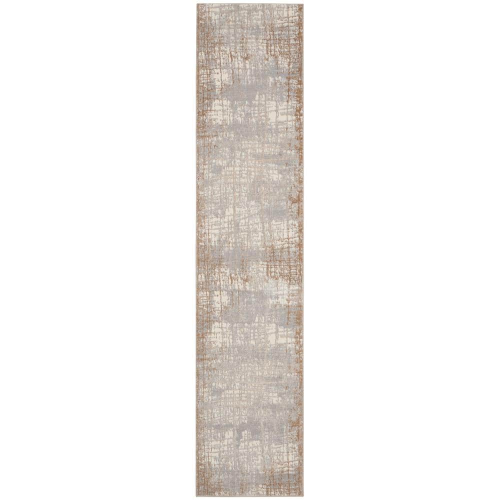 CALVIN KLEIN Rush Ivory/Taupe 2 ft. x 10 ft. Abstract Contemporary ...
