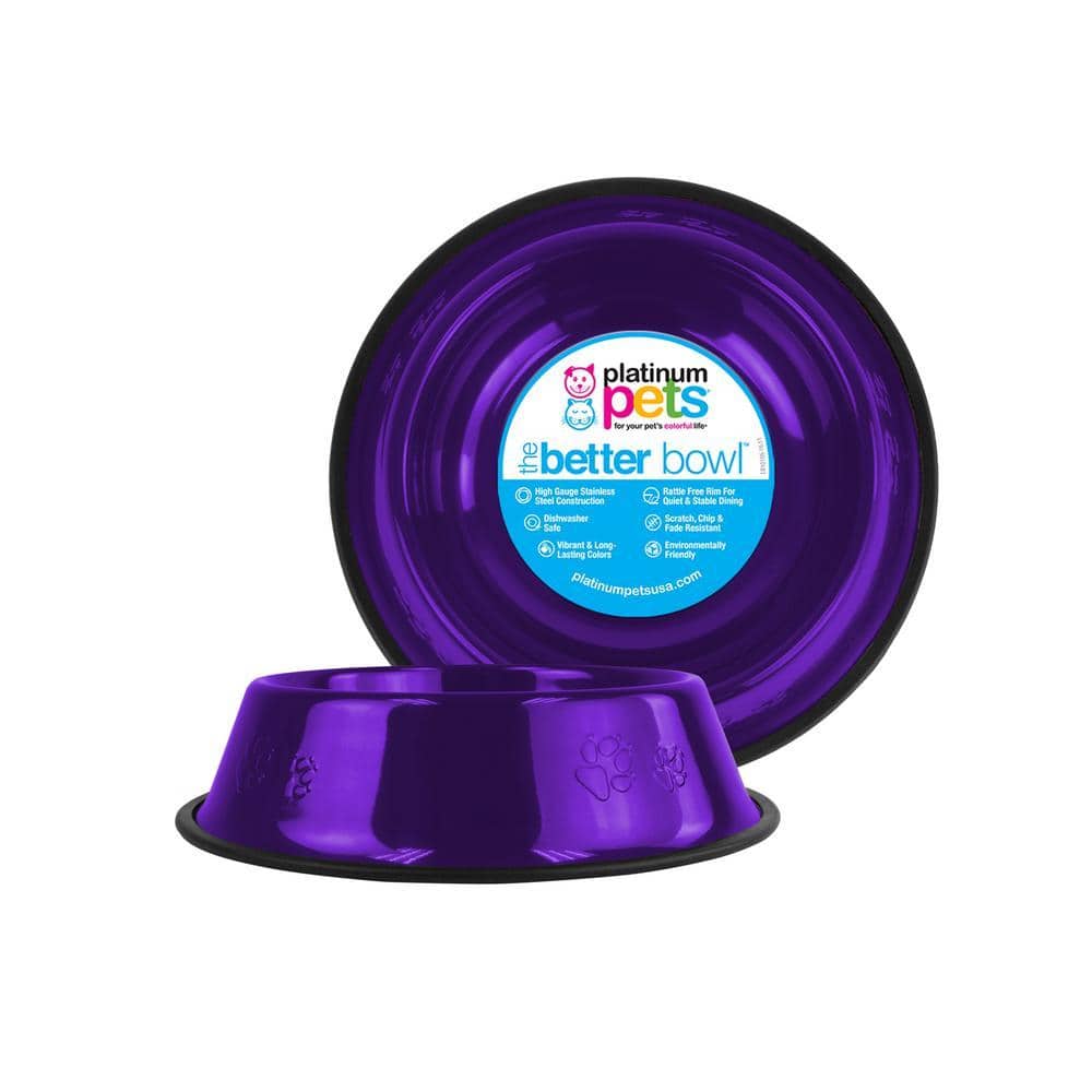 Platinum Pets Embossed Non-Tip Stainless Steel Cat/Dog Bowl, Electric ...