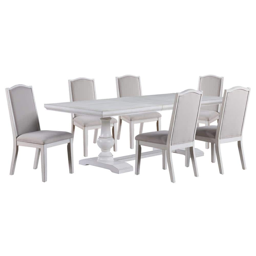Steve Silver Warren 7-Piece White Wood Dining Room Set with 6 ...