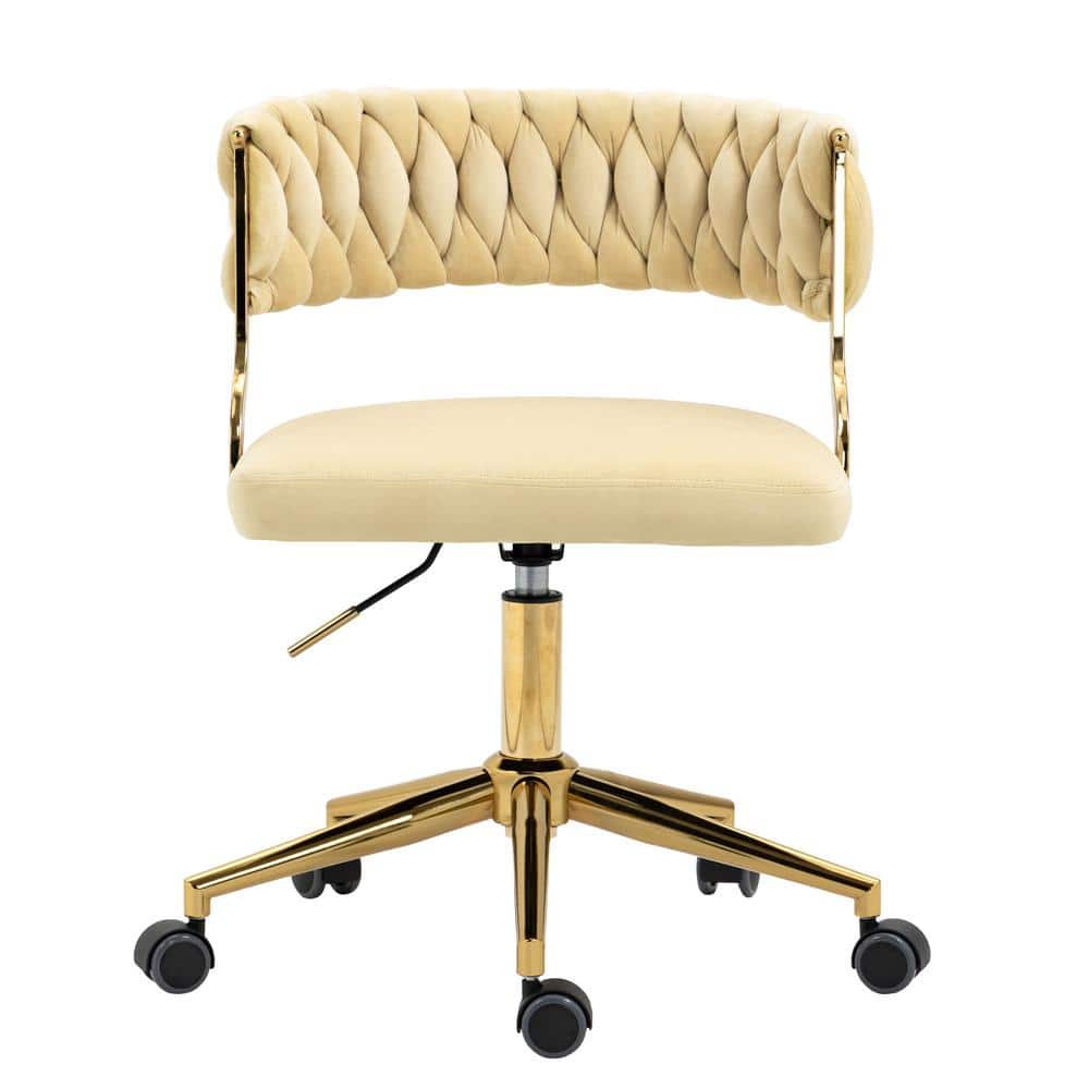 Uixe Modern Velvet Metal Frame Swivel Ergonomic Upholstered Task Chair ...