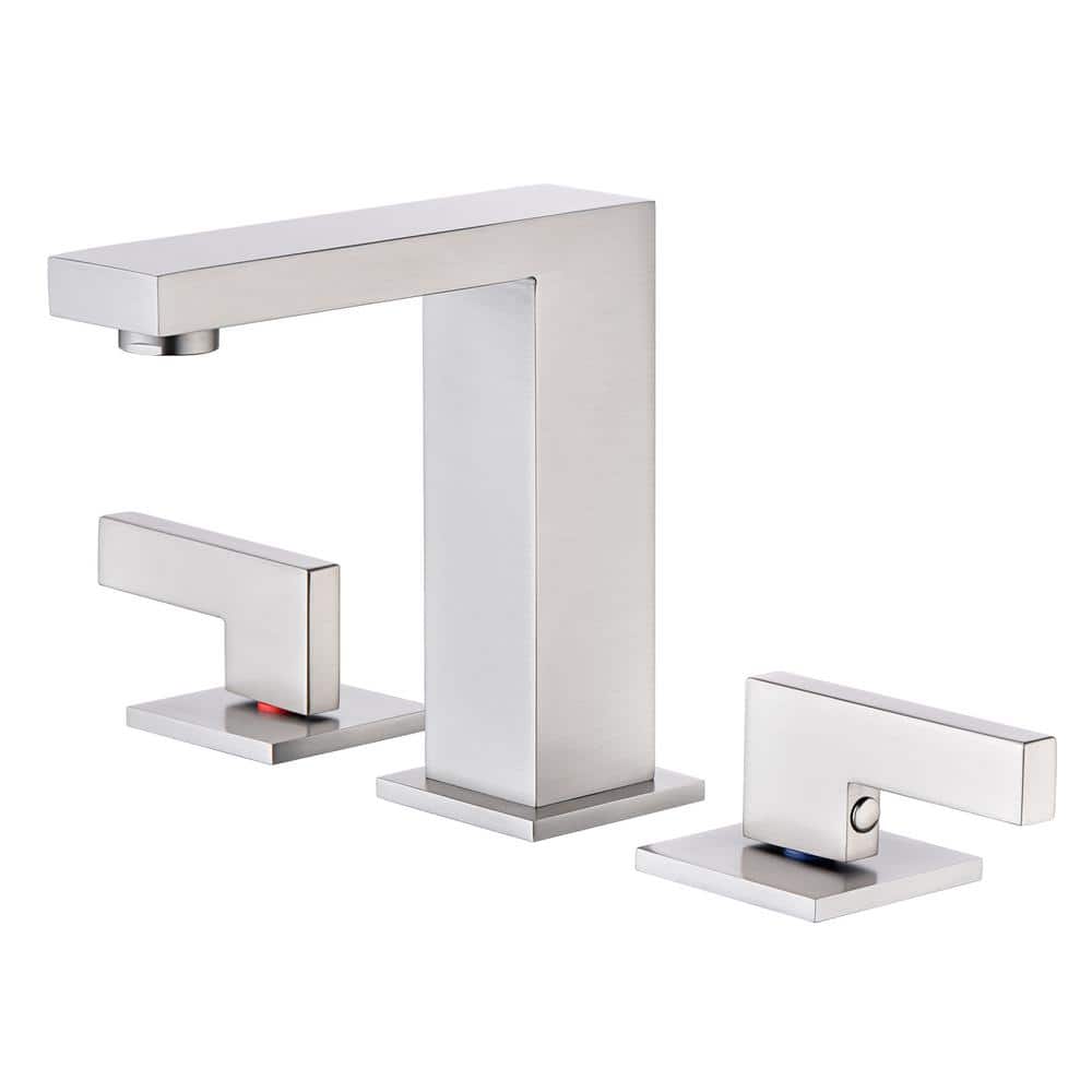 SUMERAIN Modern 8 in. Widespread Double Handle Bathroom Faucet with Spot Resistant in Brushed ...