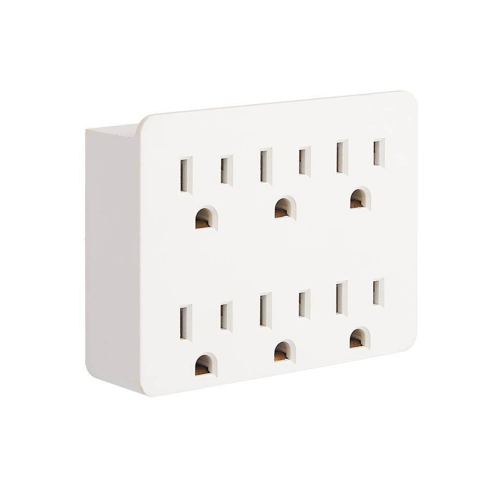 Commercial Electric 15 Amp 6-Outlet Grounded AC/DC Adapters, White LA ...