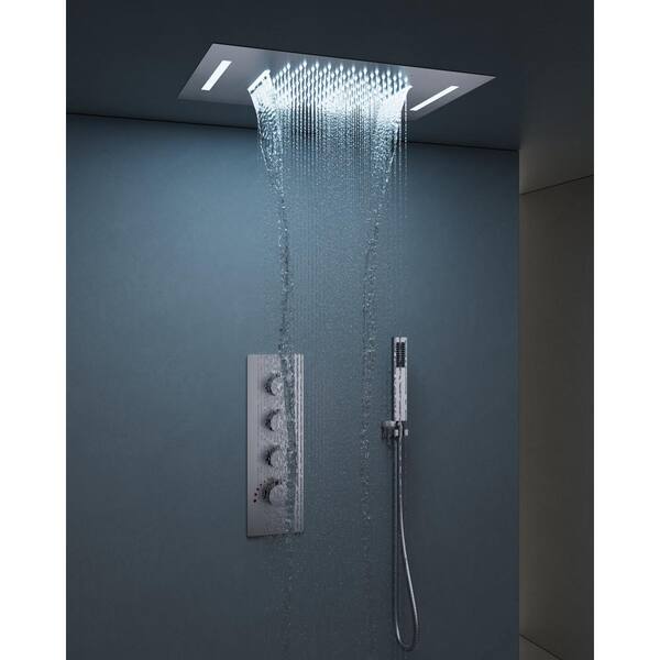 Cranach Thermostatic Valve 7 Spray 23 X 15 In Ceiling Mount Led Mood