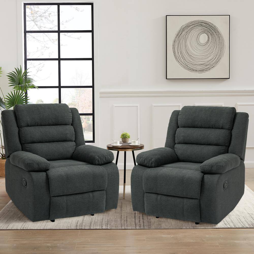 Uixe Modern Dark Gray Polyester Upholstered Recliner Chair with ...