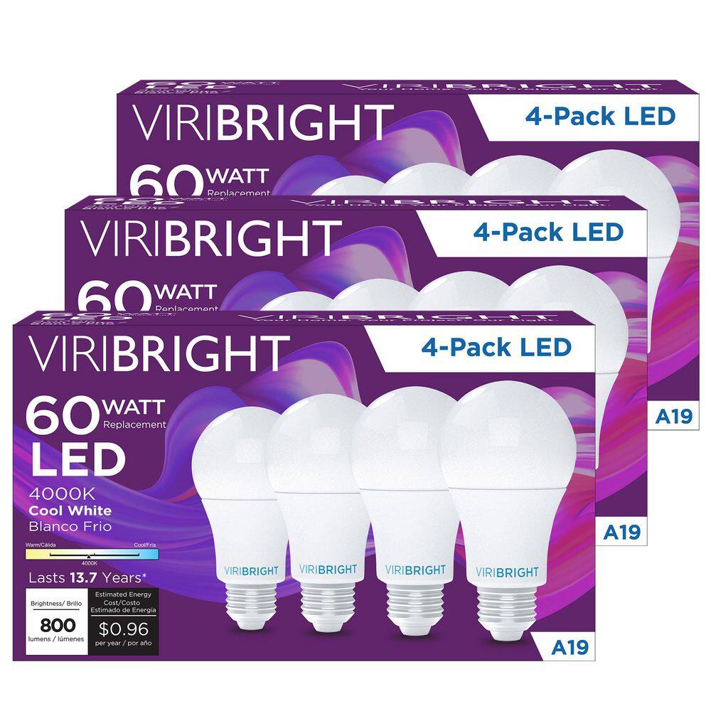 Viribright 60-Watt EQ A19 E26 General Purpose LED ENERGY STAR Light ...