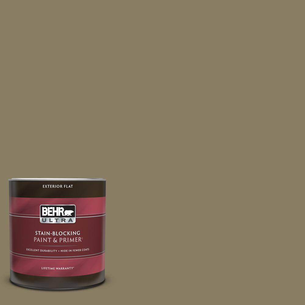 BEHR ULTRA 1 qt. #N340-6 Sorrel Leaf Flat Exterior Paint & Primer ...