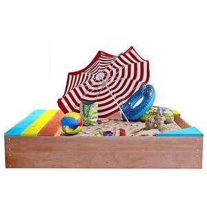 VEVOR Sandbox with Cover, 4 ft. W x 4 ft. L Round Sandbox, HDPE Sand ...