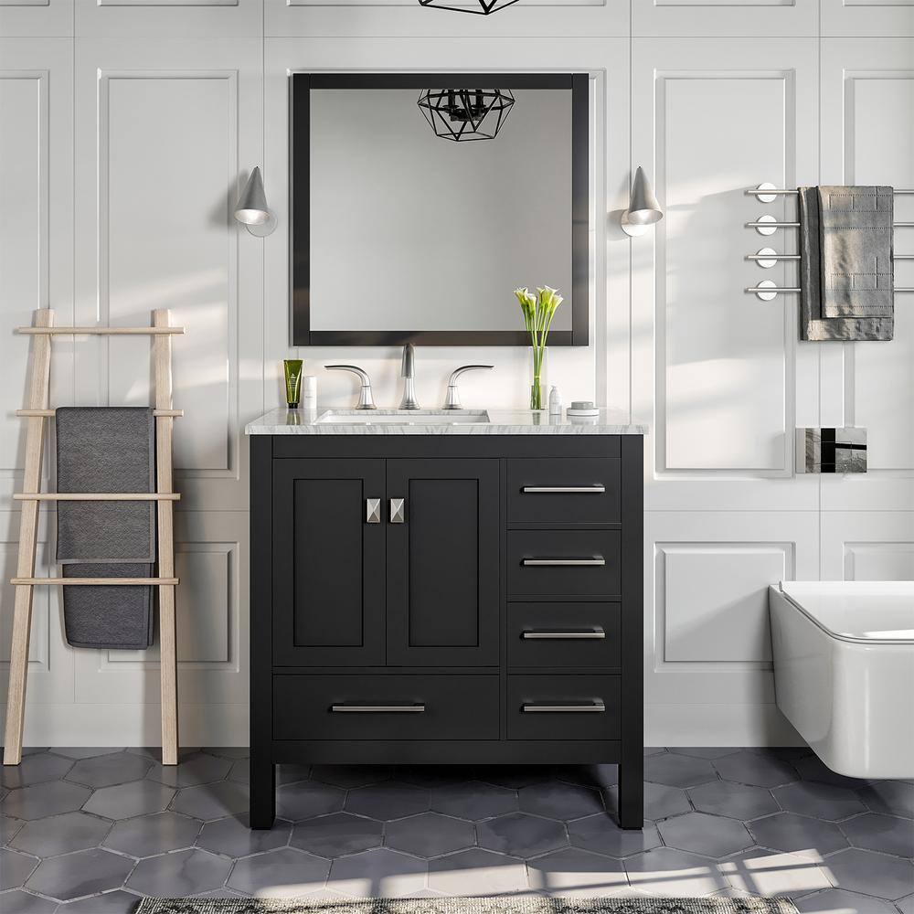 Eviva Aberdeen 36 in. W x 22 in. D x 35 in. H Bath Vanity in Espresso ...