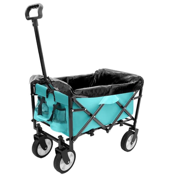 4 cu. ft. Dark Blue Steel-Frame Collapsible Utility Garden Cart Wagon ...