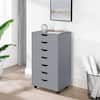 HOMESTOCK Gray, 7-Drawer Office Storage File Cabinet on Wheels, Mobile ...
