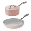 JEREMY CASS 3-Piece Ceramic Nonstick Cookware Set in Pink, Frying Pan ...