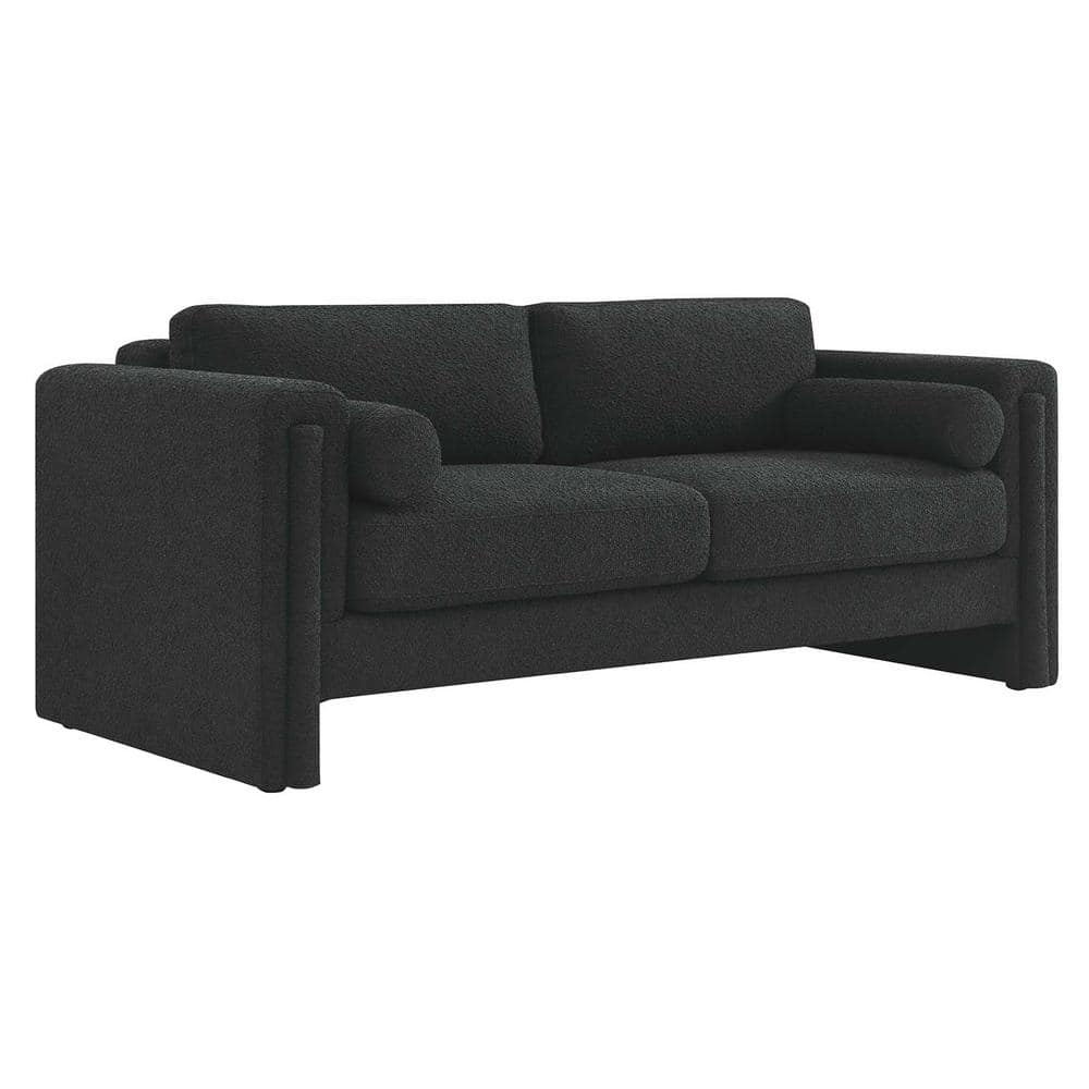 MODWAY Visible 77 in. Square Arm Boucle Fabric Rectangle Sofa in Black ...