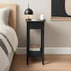 HOMESTOCK Black Narrow End Table with Storage, Flip Top Narrow Side ...